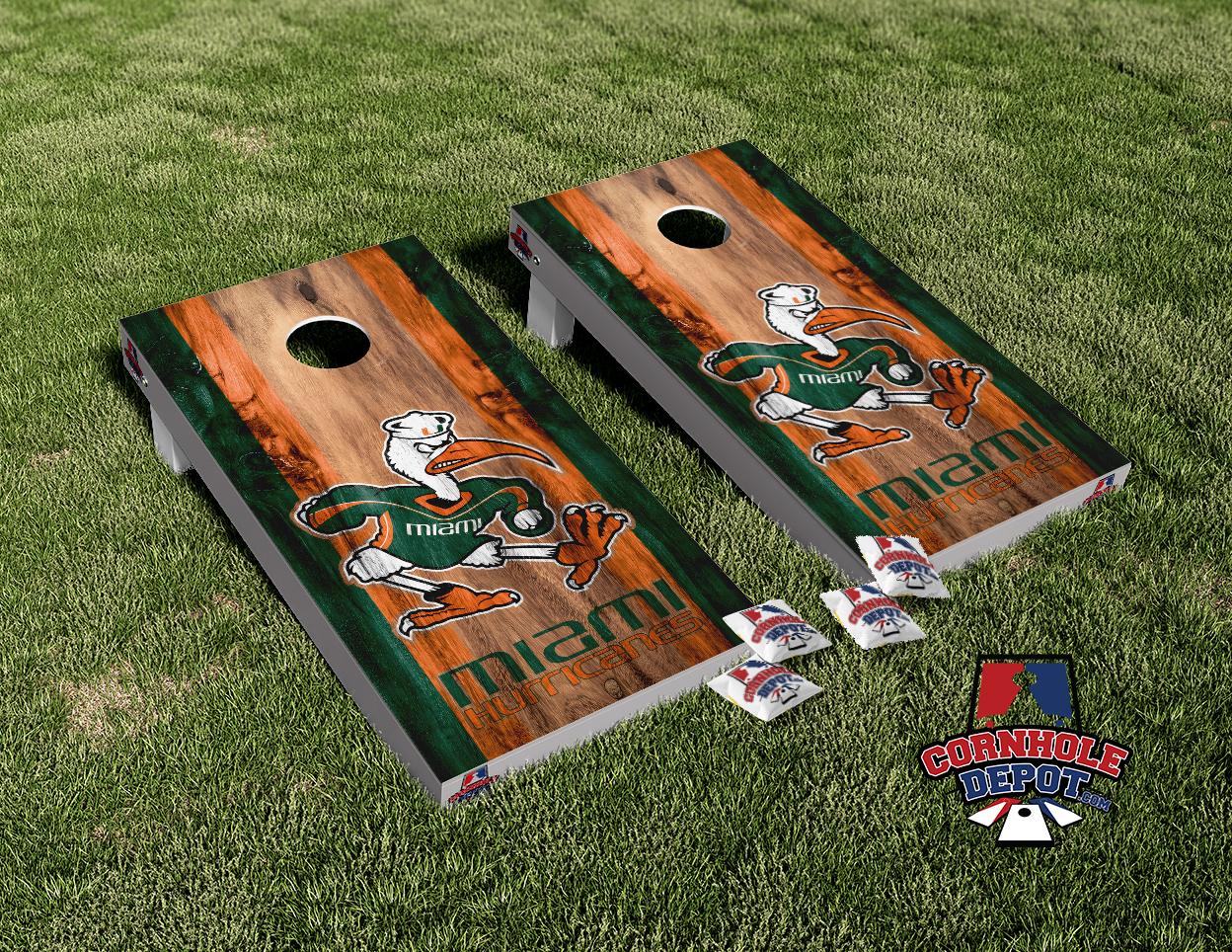UM Hurricanes Wood Cornhole Board Vinyl Wrap Laminated Sticker Set Dec ...