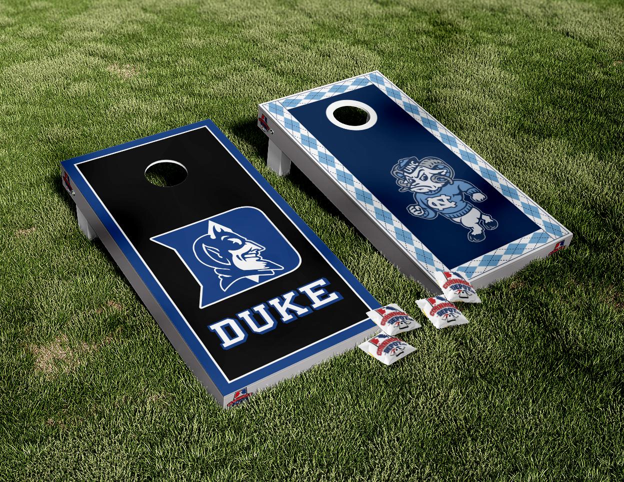 UNC Tar Heels and Duke Blue Devils Split Set Cornhole Board Vinyl Wrap ...