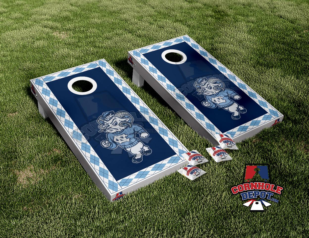 UNC Tarheel Ram Cornhole Board Vinyl Wrap Skins Laminated Sticker Set ...