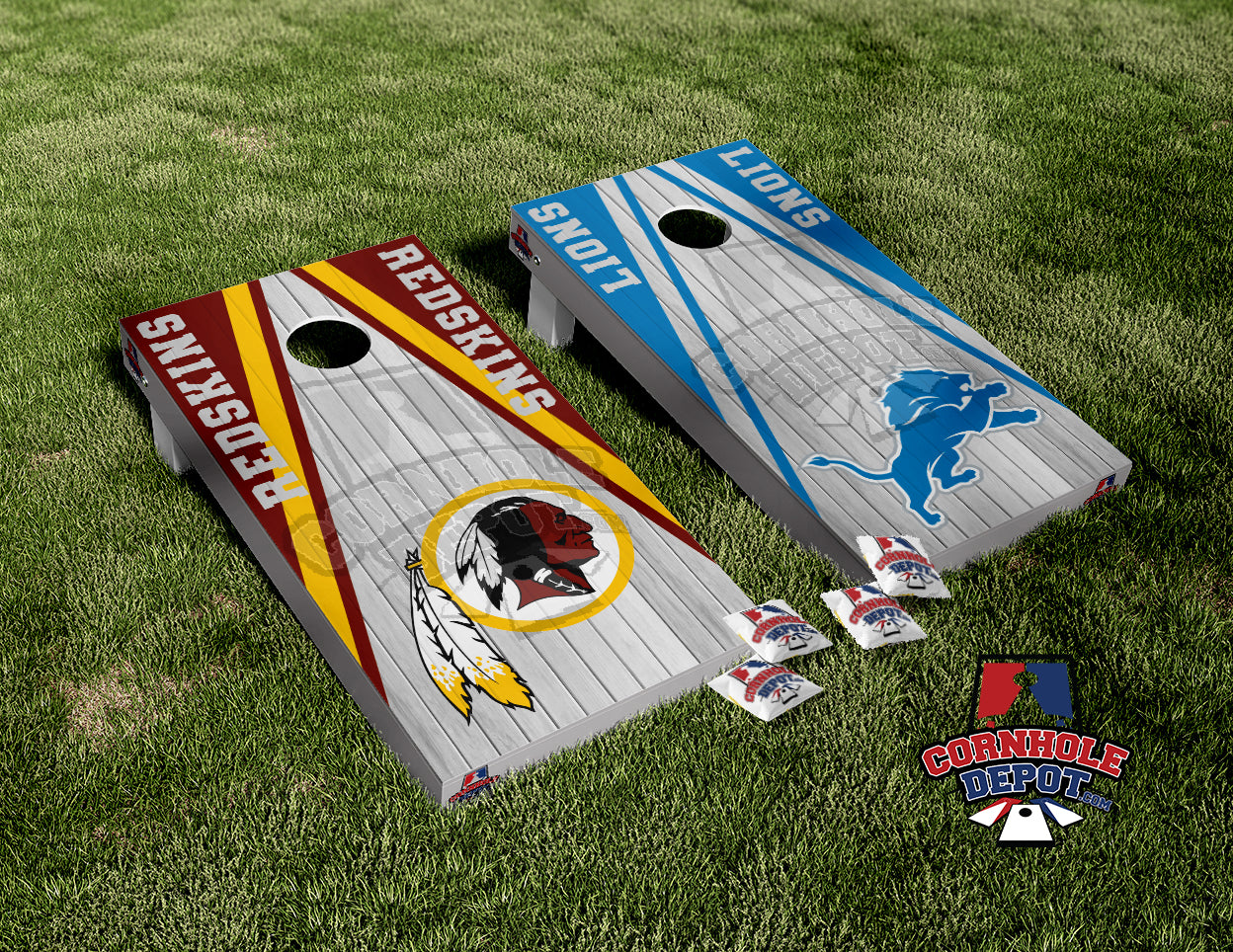 Washington Redskins and Lions Split Set Cornhole Board Vinyl Wrap Lami ...