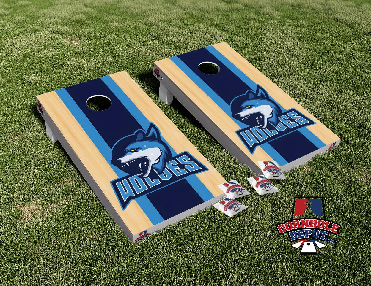 Wolves College Cornhole Board Vinyl Wrap Skins Laminated Sticker Set D ...