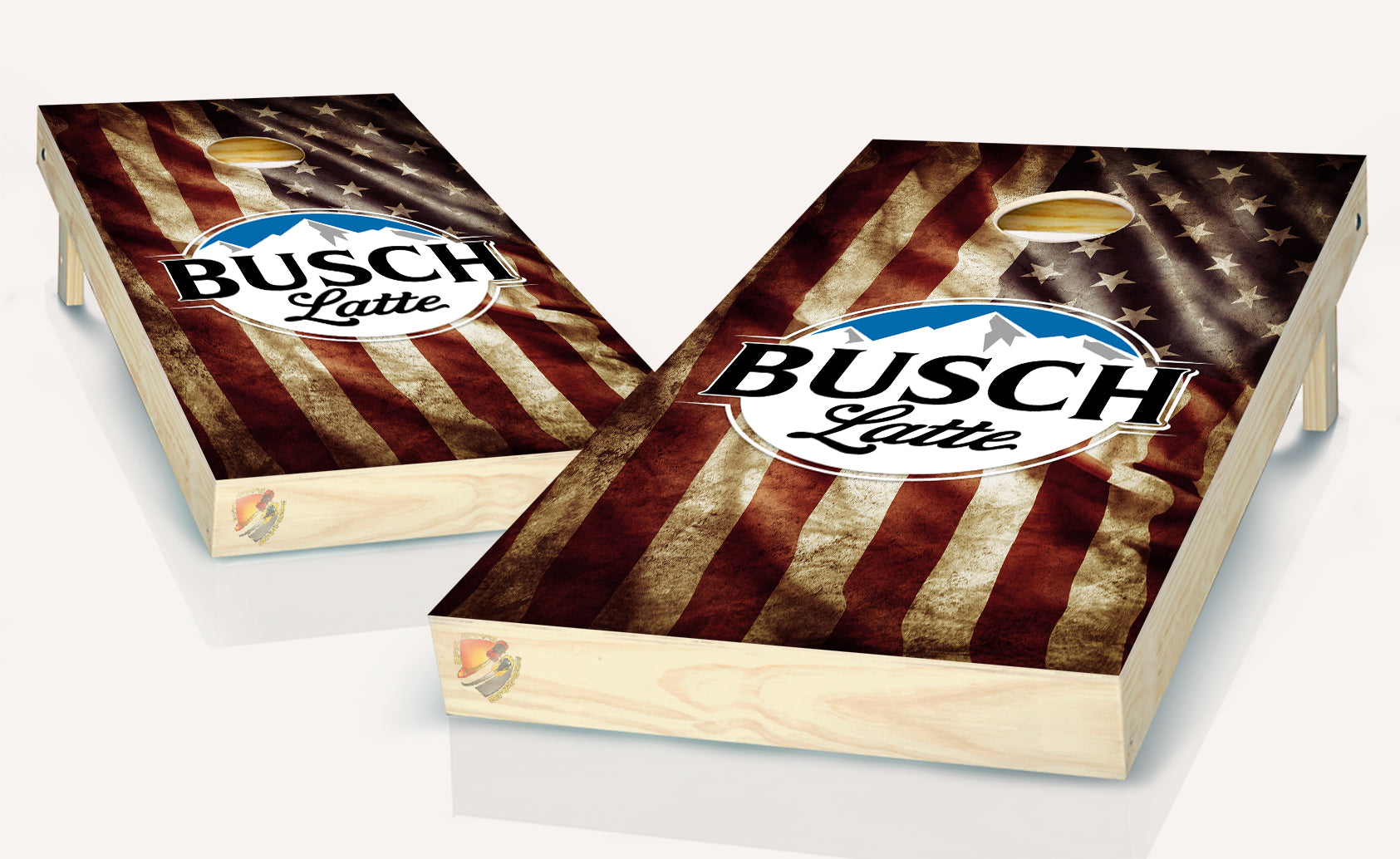 American Flag Busch Latte Vintage Cornhole Board Vinyl Wrap Laminated ...