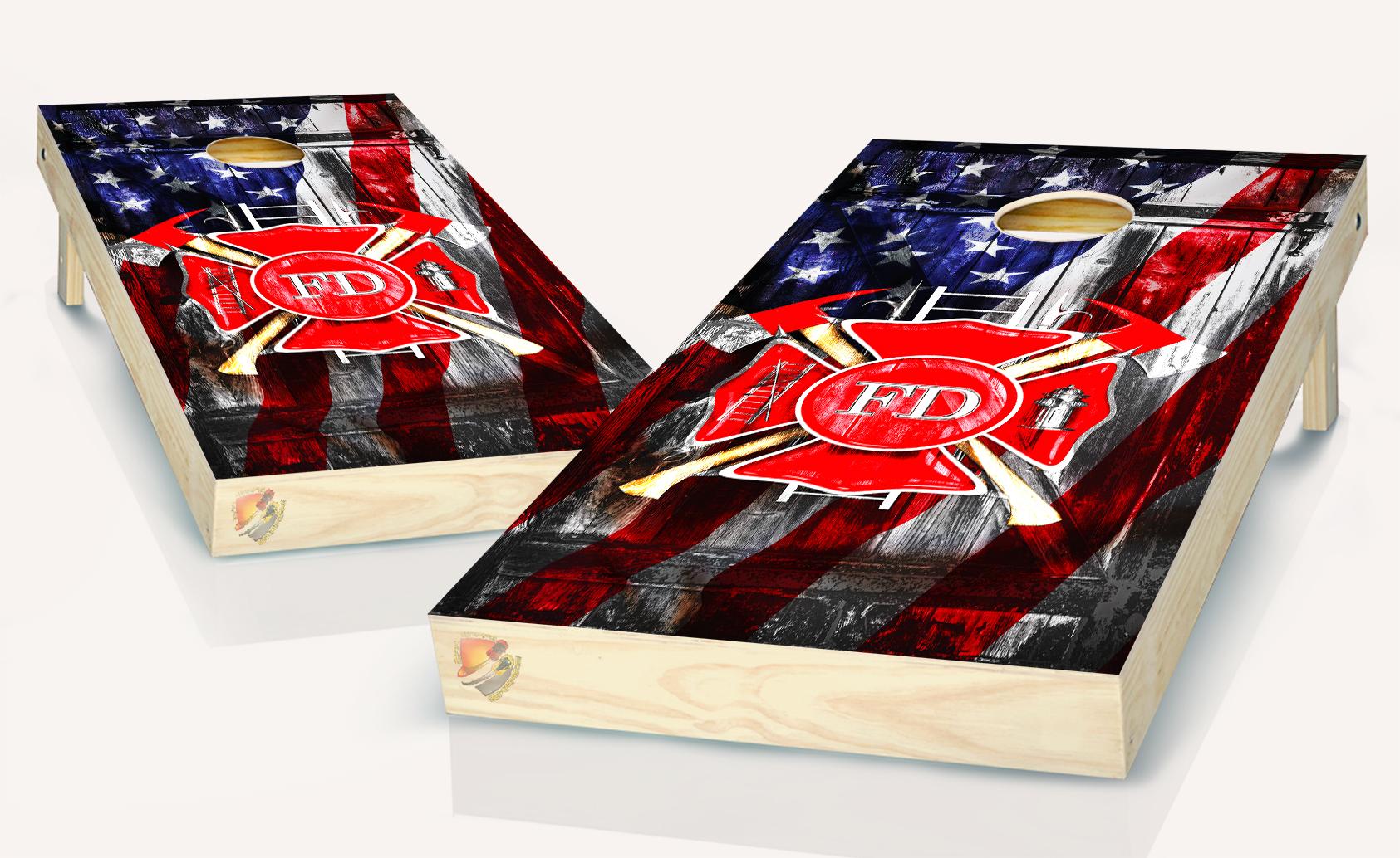 American Flag Fire Department Cornhole Board Vinyl Wrap Laminated Stic ...