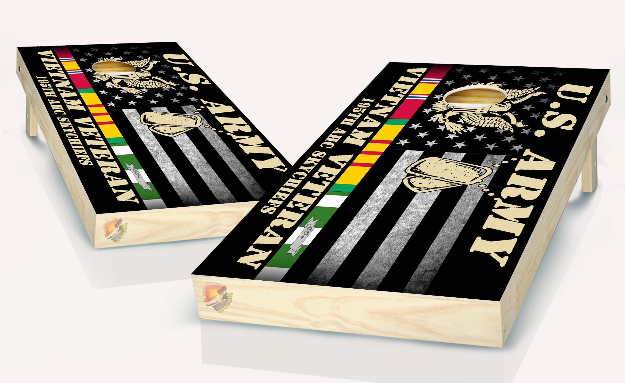 American Flag Soldiers Veteran USA Cornhole Board Vinyl Wrap Laminated ...