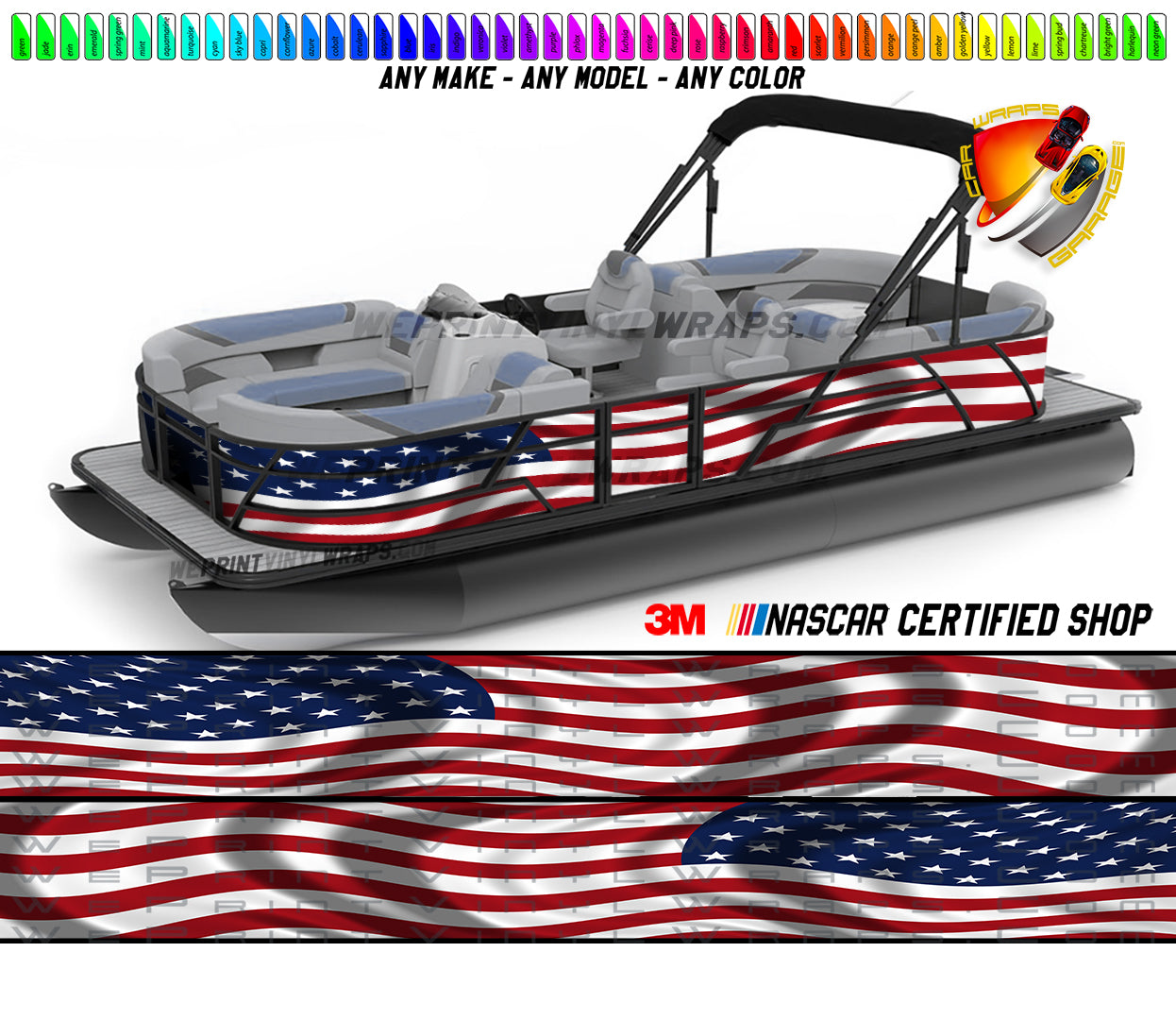 American Flag Wavy Graphic Vinyl Boat Wrap Decal Fishing Pontoon Sport ...