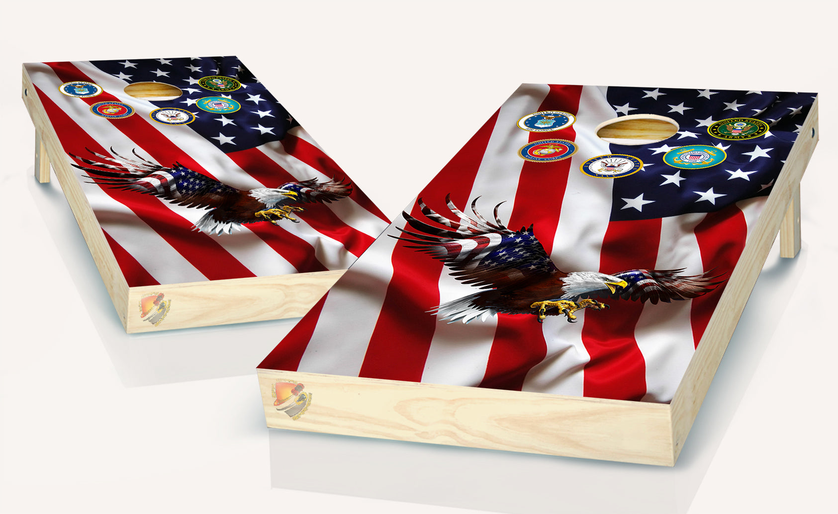 American Flag on Eagle Army Cornhole Board Vinyl Wrap Laminated Decal ...