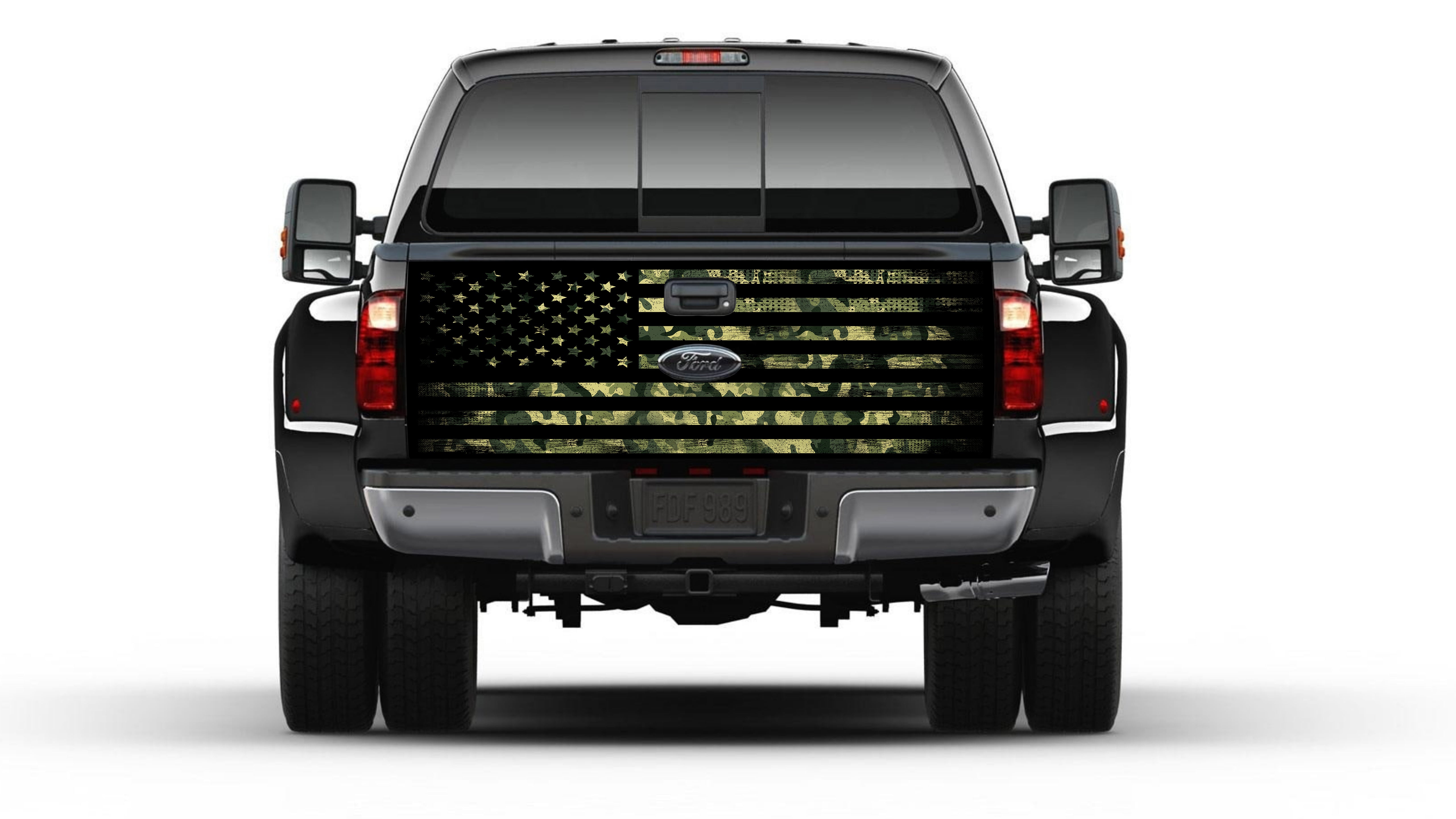 American Flag Green Camouflage Camo Tailgate Wrap Vinyl Graphic Decal ...