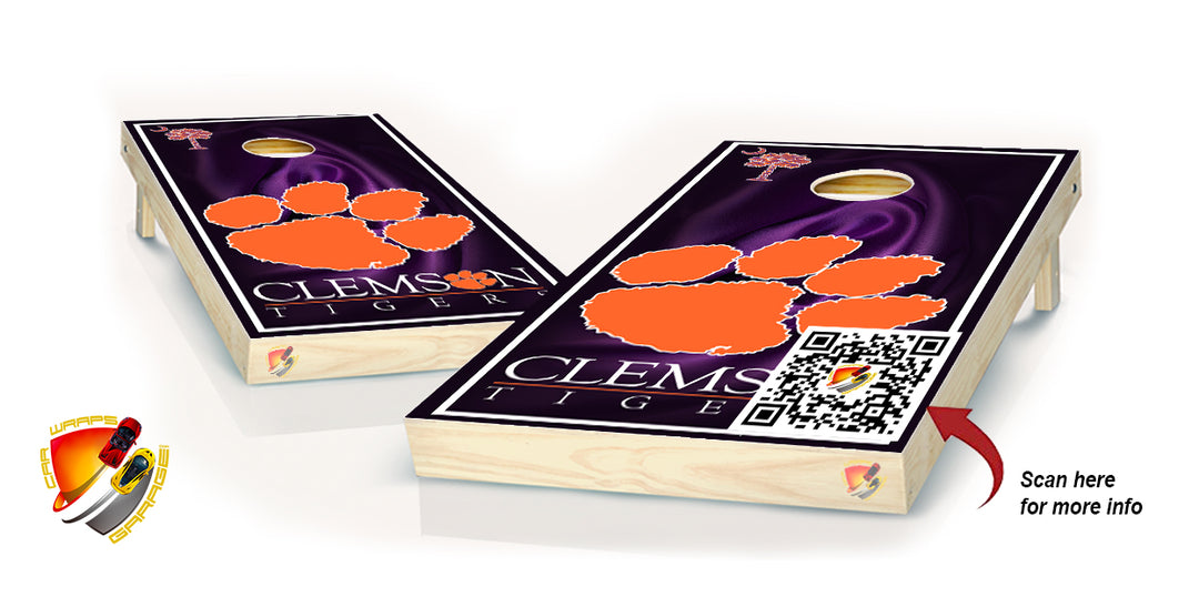 Clemson Tigers Cornhole Board Vinyl Wrap Laminated Sticker Set Decal ...