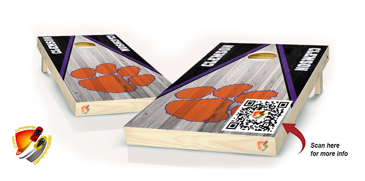 Clemson University Tigers Washed Board Cornhole Board Vinyl Wrap Lamin ...