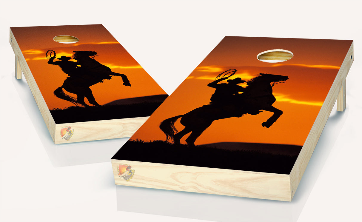 Cowboy on Horse Cornhole Board Vinyl Wrap Laminated Sticker Set Decal ...