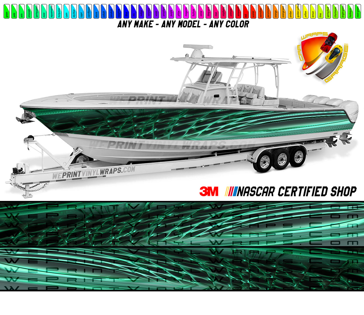 Emerald Green Graphic Vinyl Boat Wrap Decal Fishing Pontoon Sportsman ...
