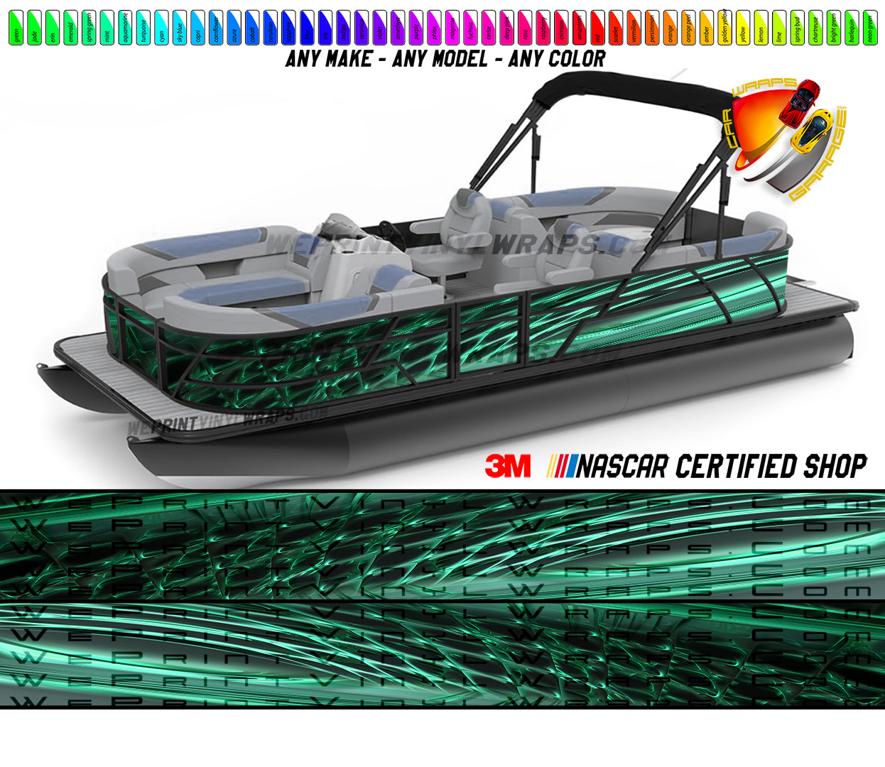 Emerald Green Graphic Vinyl Boat Wrap Decal Fishing Pontoon Sportsman ...