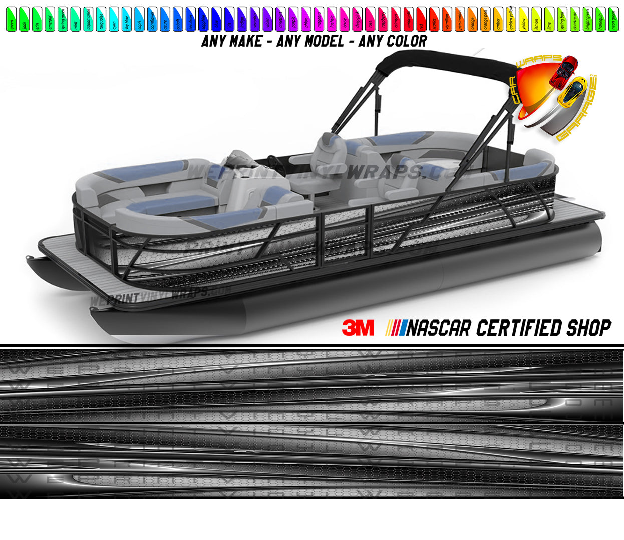 Gray and Light Gray Streaks Graphic Vinyl Boat Wrap Decal Fishing Pont ...