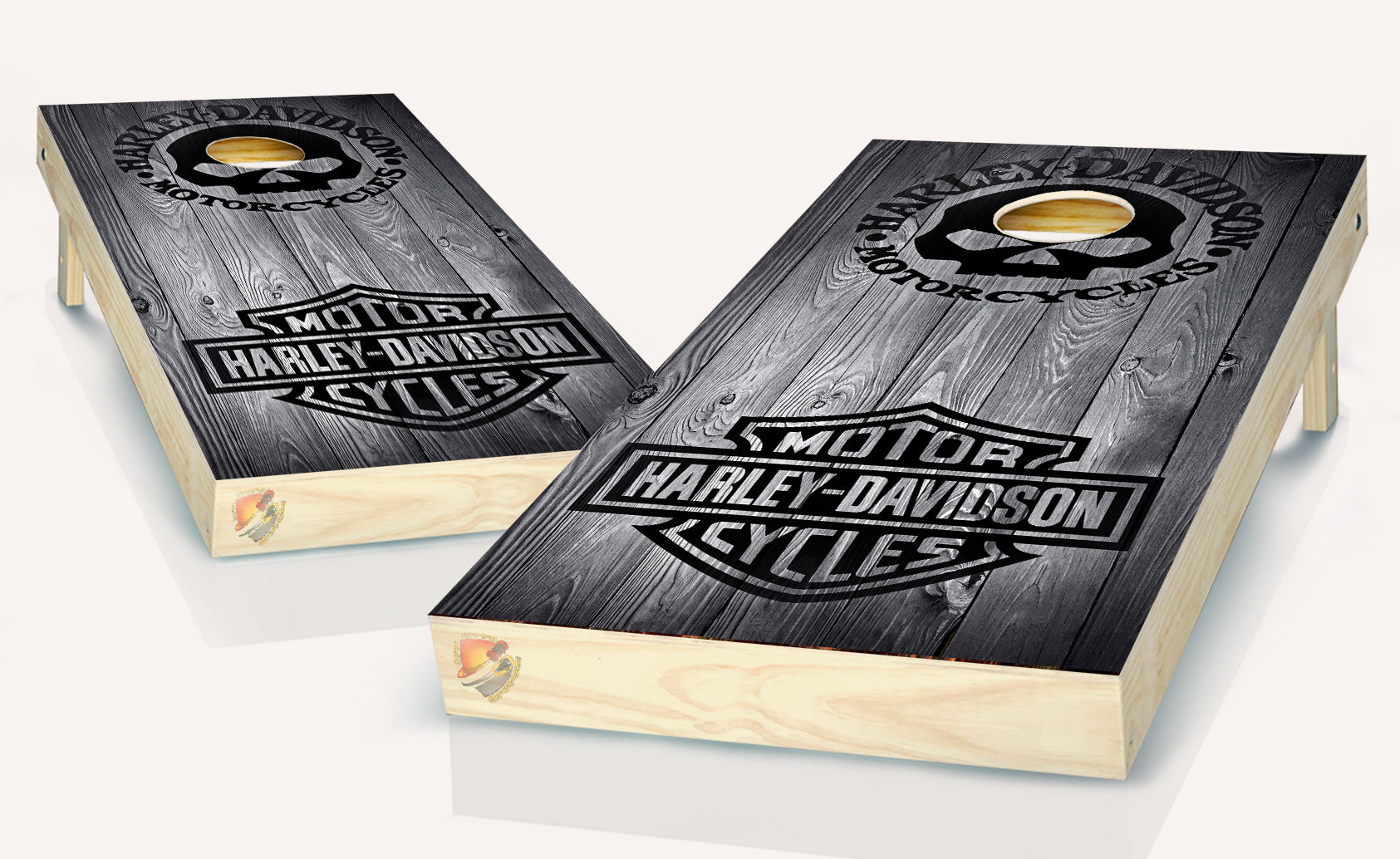 Harley Black and White Motorcycles Bikes Cornhole Board Vinyl Wrap Lam ...