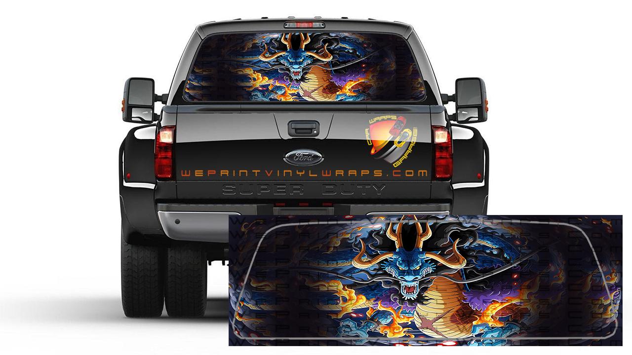 Kaido Dragon Rear Window Perforated Graphic Vinyl Decal For All Cars ...
