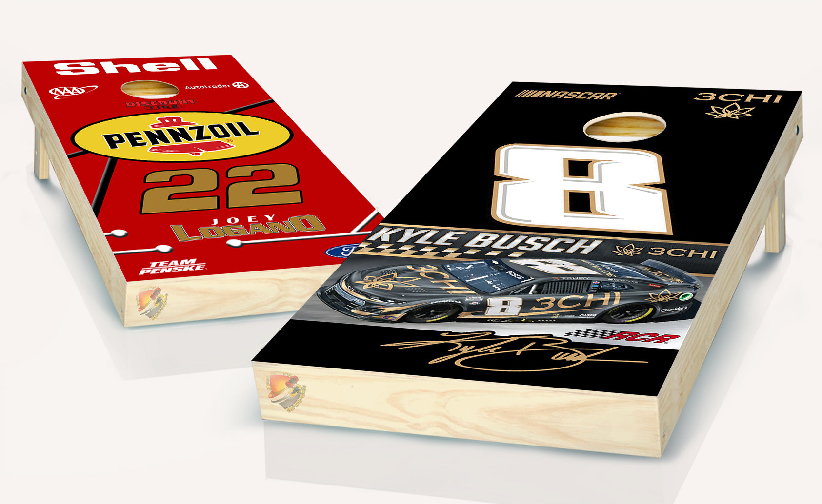 Nascar Cars Logano and Kyle Cornhole Board Vinyl Wrap Laminated Sticke ...