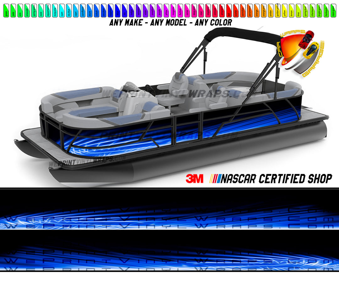 Royal Blue Lines Graphic Vinyl Boat Wrap Decal Fishing Pontoon Sportsm ...