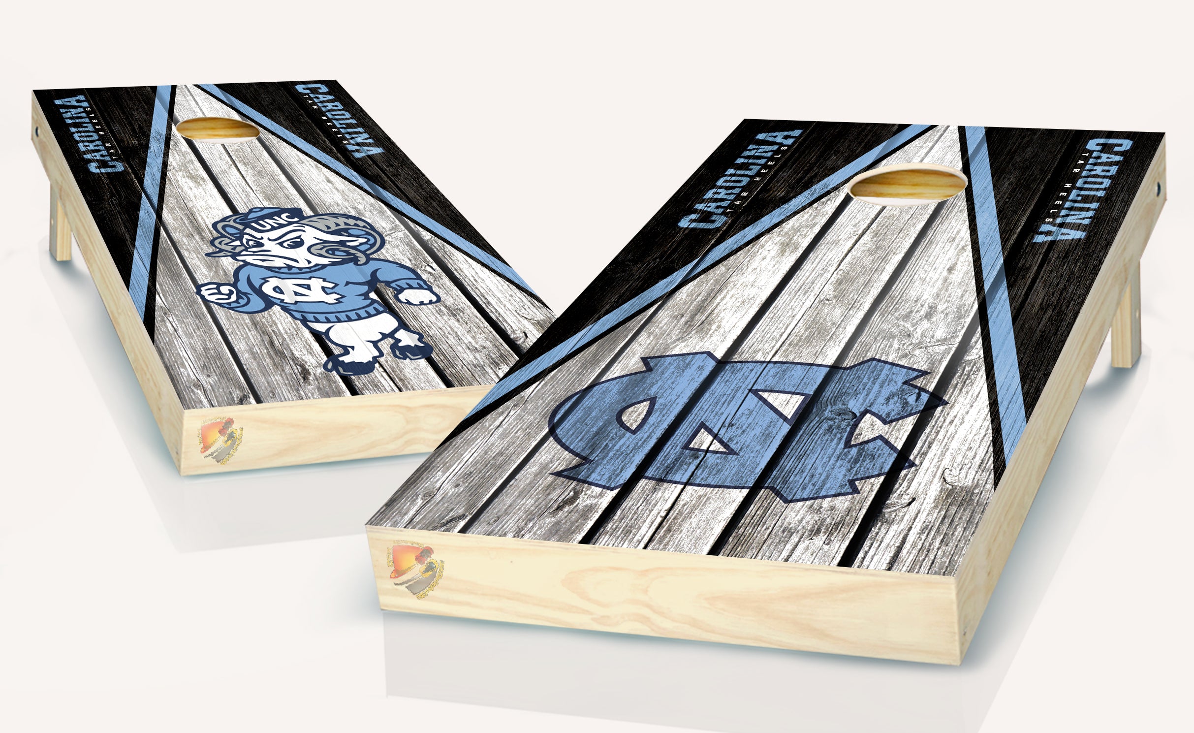 UNC Tarheel Dark Washed Wood Cornhole Board Vinyl Wrap Laminated Stick ...